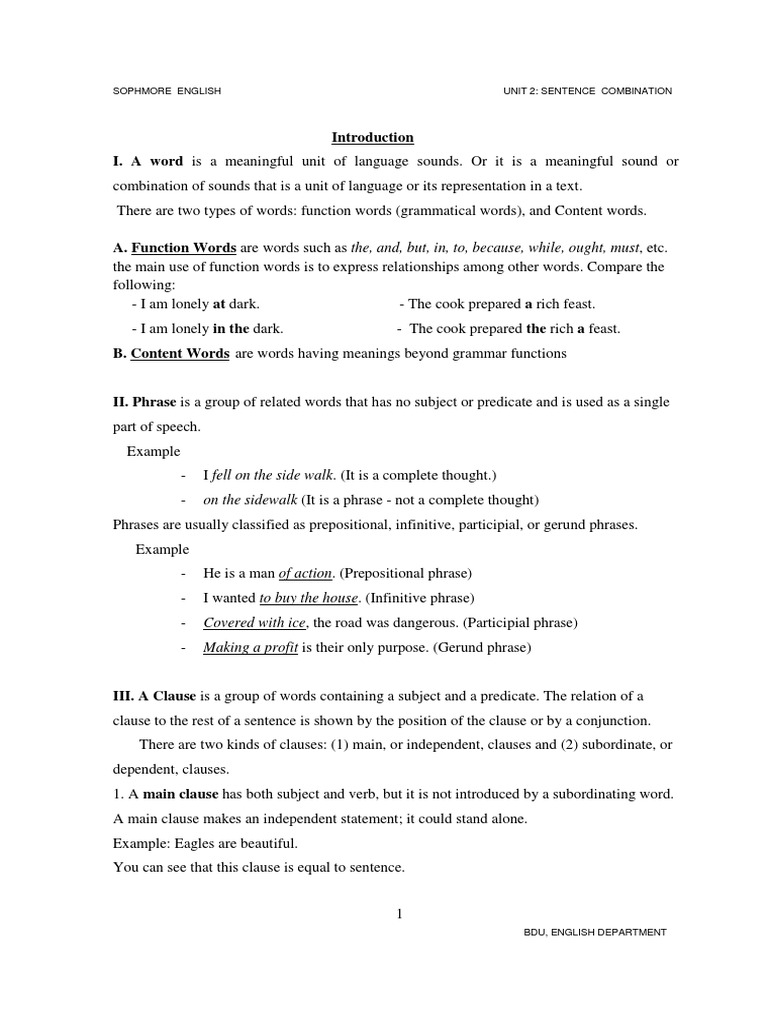 Sophomore English | PDF | Subject (Grammar) | Clause
