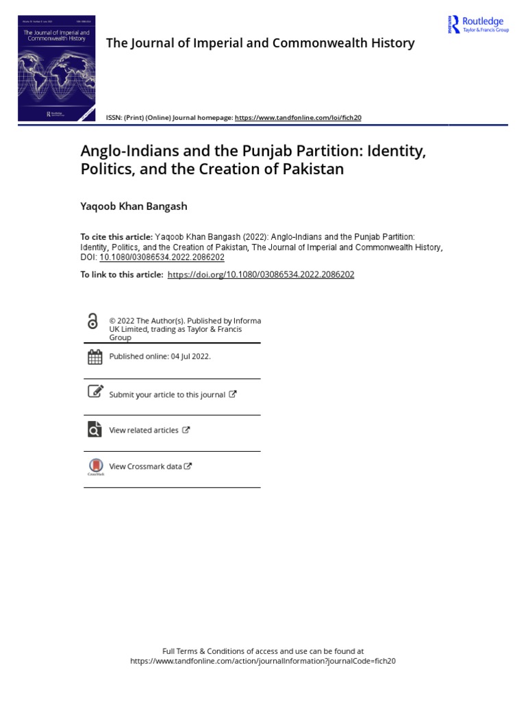 Anglo Indians and The Punjab Partition I | PDF | Partition Of India ...