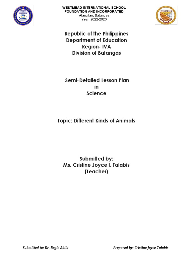 Lesson Plan - Different Kinds of Animals | PDF | Teachers | Lesson Plan