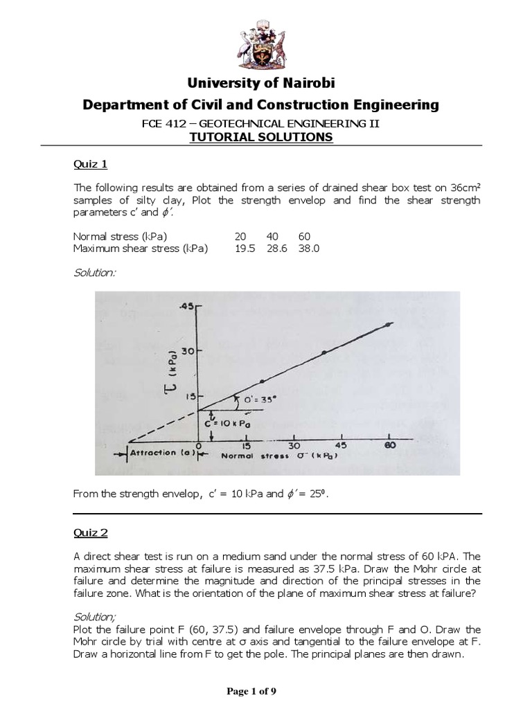 Analysis of Geotechnical Engineering Problems and Determination of Shear Strength Parameters ...