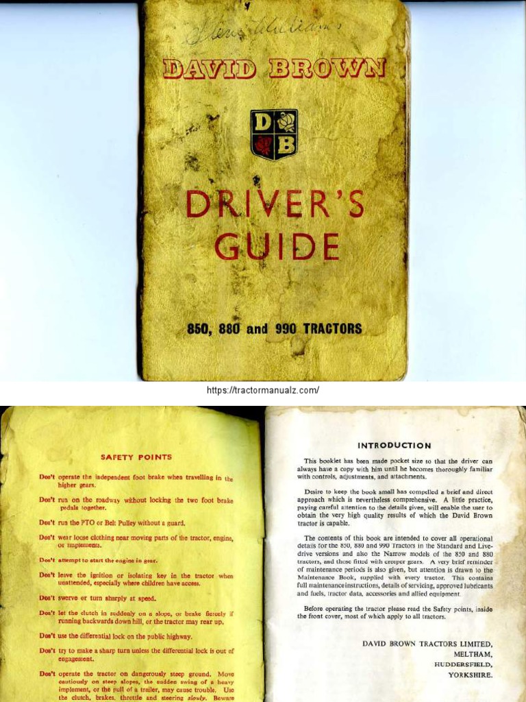 David Brown 850 880 990 Tractor Drivers Guide Pdf