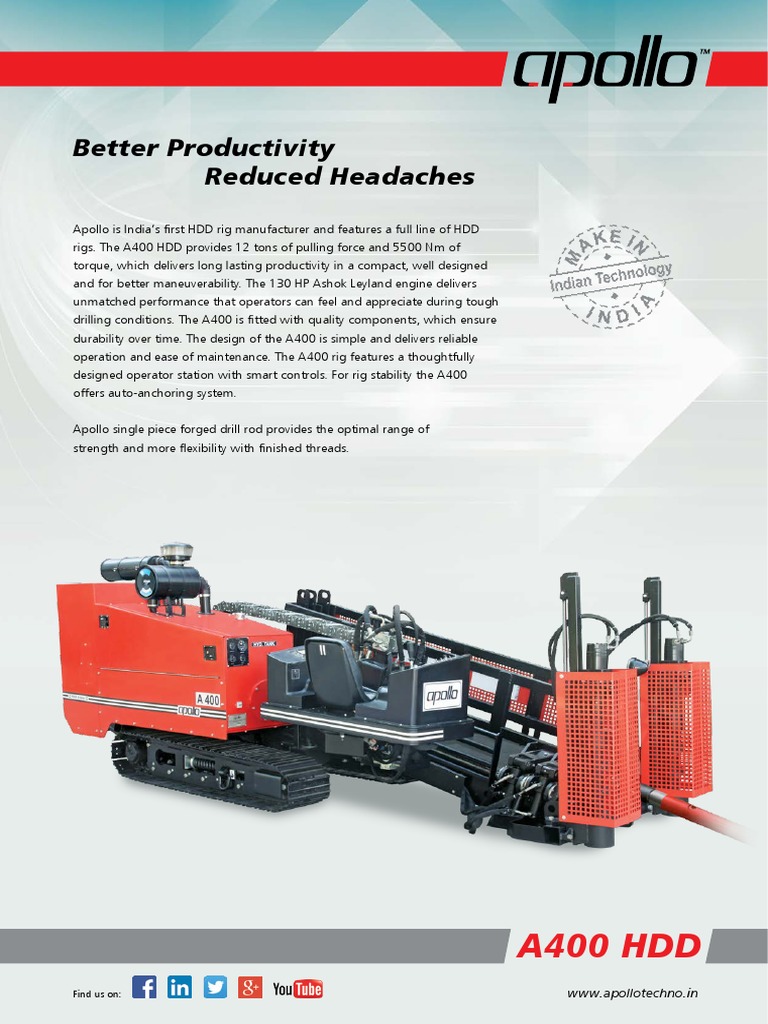 A-Series 400 HDD Catalogue | PDF | Drill | Horsepower