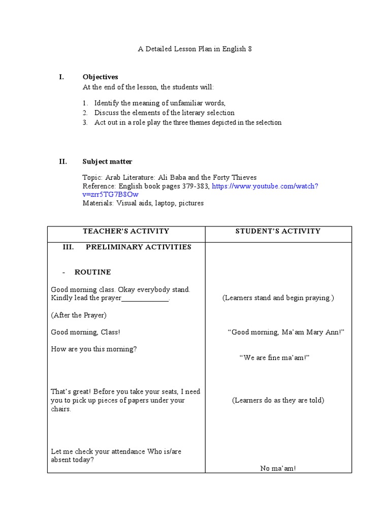 Arab Literature Lesson Plan | PDF | Cognitive Science | Communication