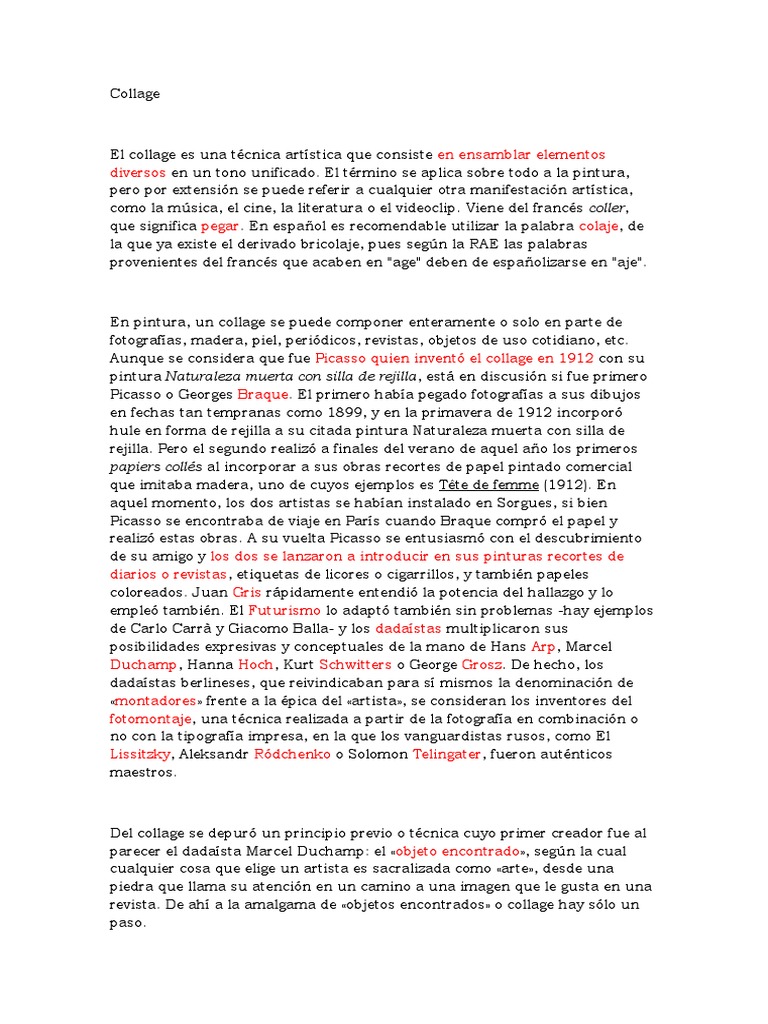 Collage-Colaje - Decollage | PDF | Collage | Estética