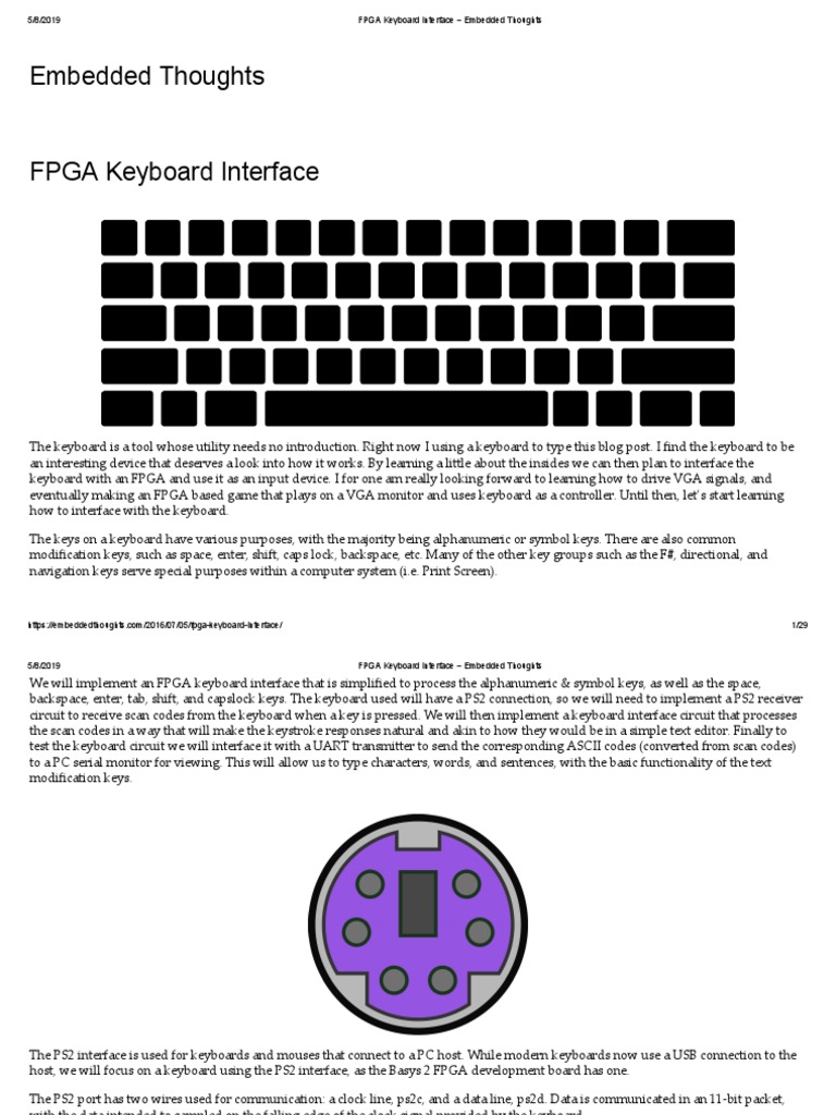FPGA Keyboard Interface – Embedded Thoughts | PDF | Computer Keyboard | Text