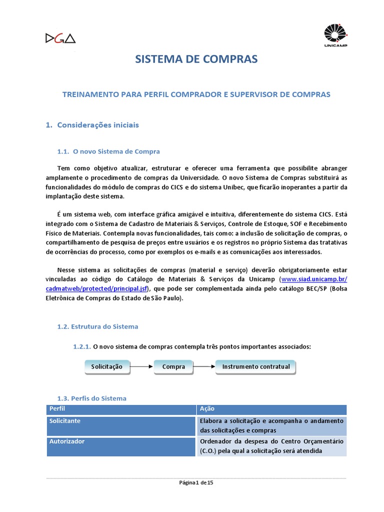 Sistema de Compras: Treinamento para Perfil Comprador E Supervisor de ...