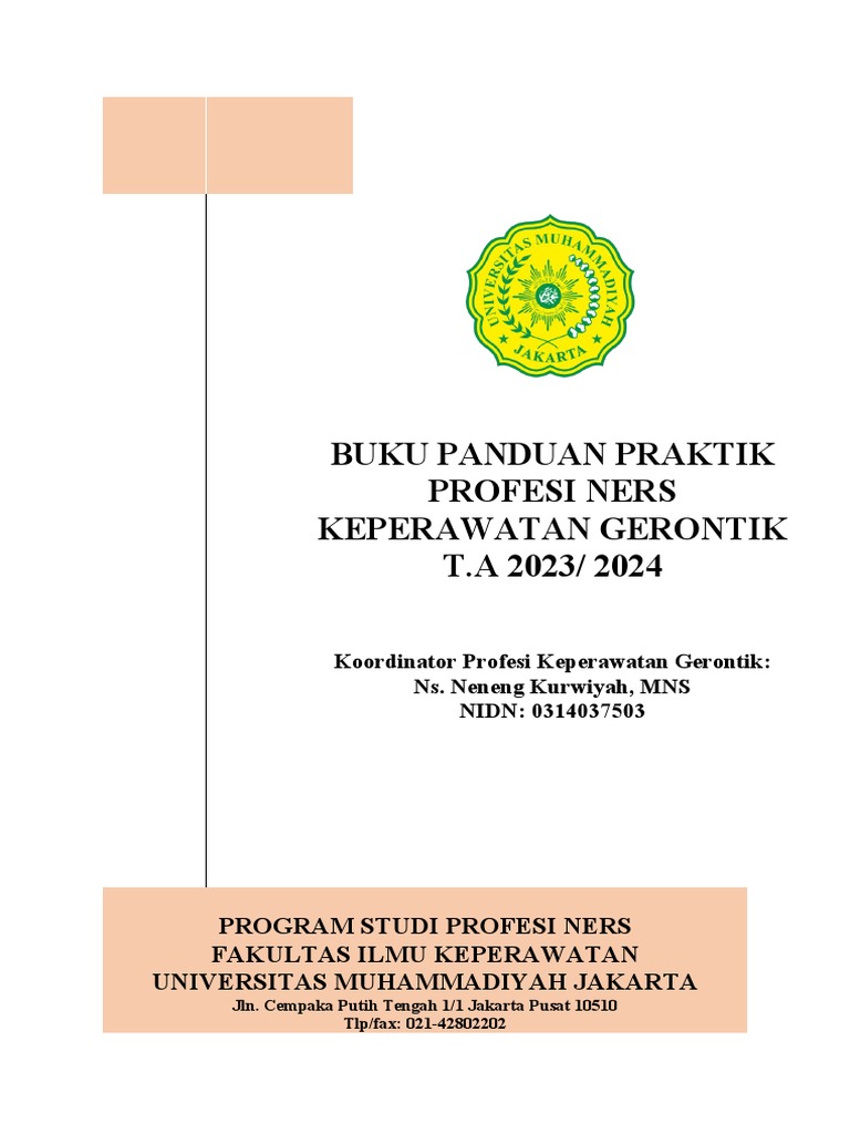 Buku Panduan Praktik Profesi Ners Keperawatan Gerontik T.A 2023/ 2024 | PDF