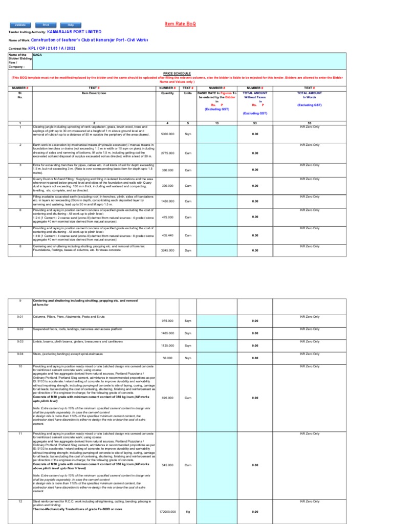 Boq 1 | Download Free PDF | Concrete | Window