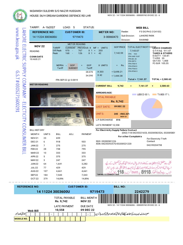 LESCO - Web Bill | Download Free PDF | Economies | Government Finances