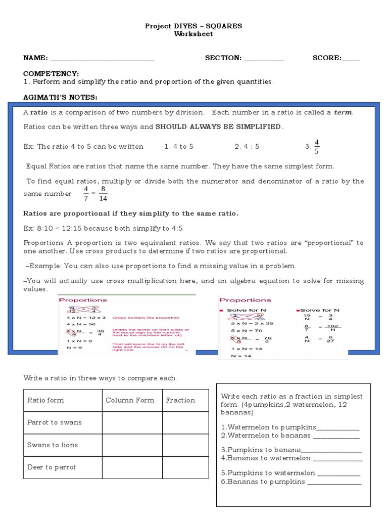 Ratio and Proportion Activity | PDF | Ratio | Mathematical Objects