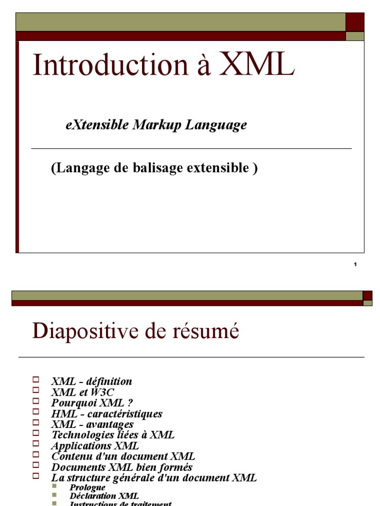 Cours XML Intro | PDF | XML | Langage de balisage
