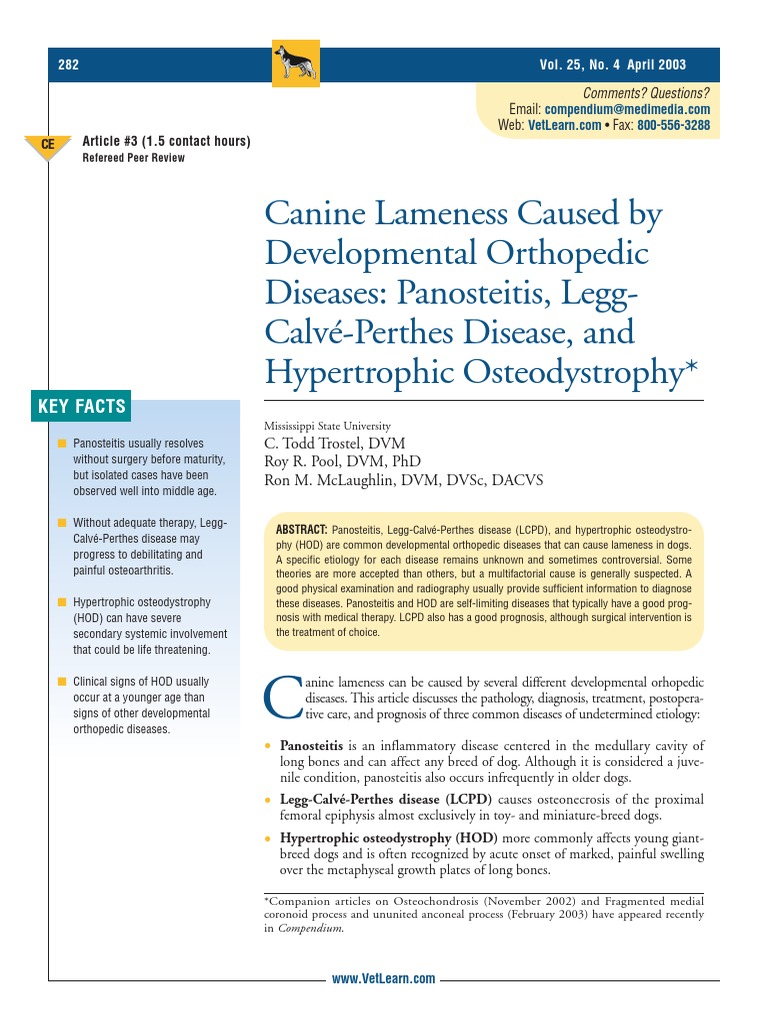 Developmental Orthopedic Diseases in Canines: A Review of Panosteitis ...