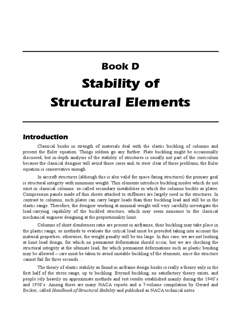 Stability of Structural Elements: Book D | PDF | Buckling | Beam ...