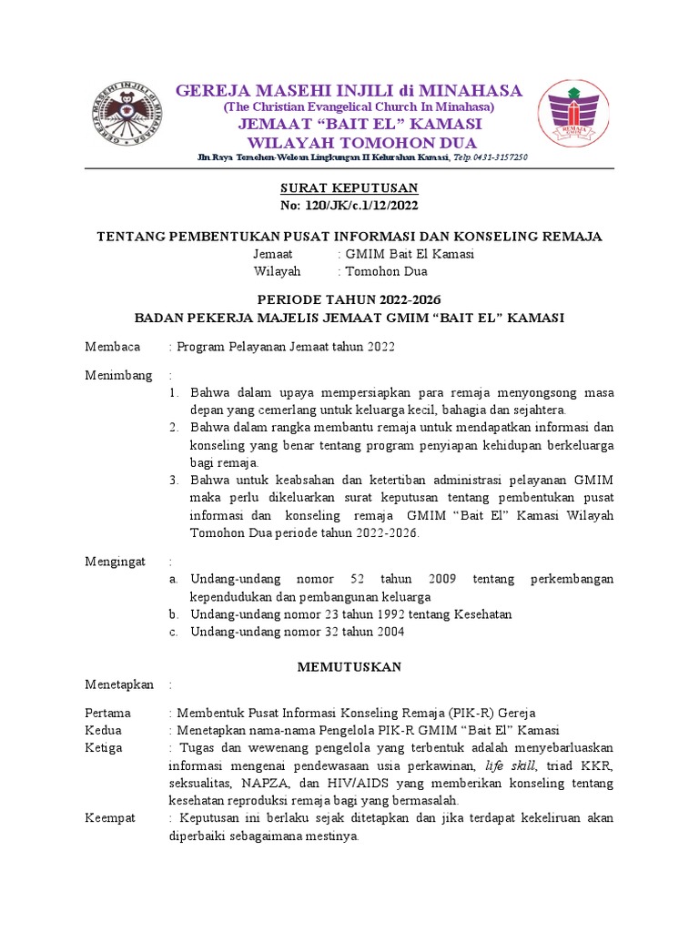 Surat Keputusan Pik-R | PDF