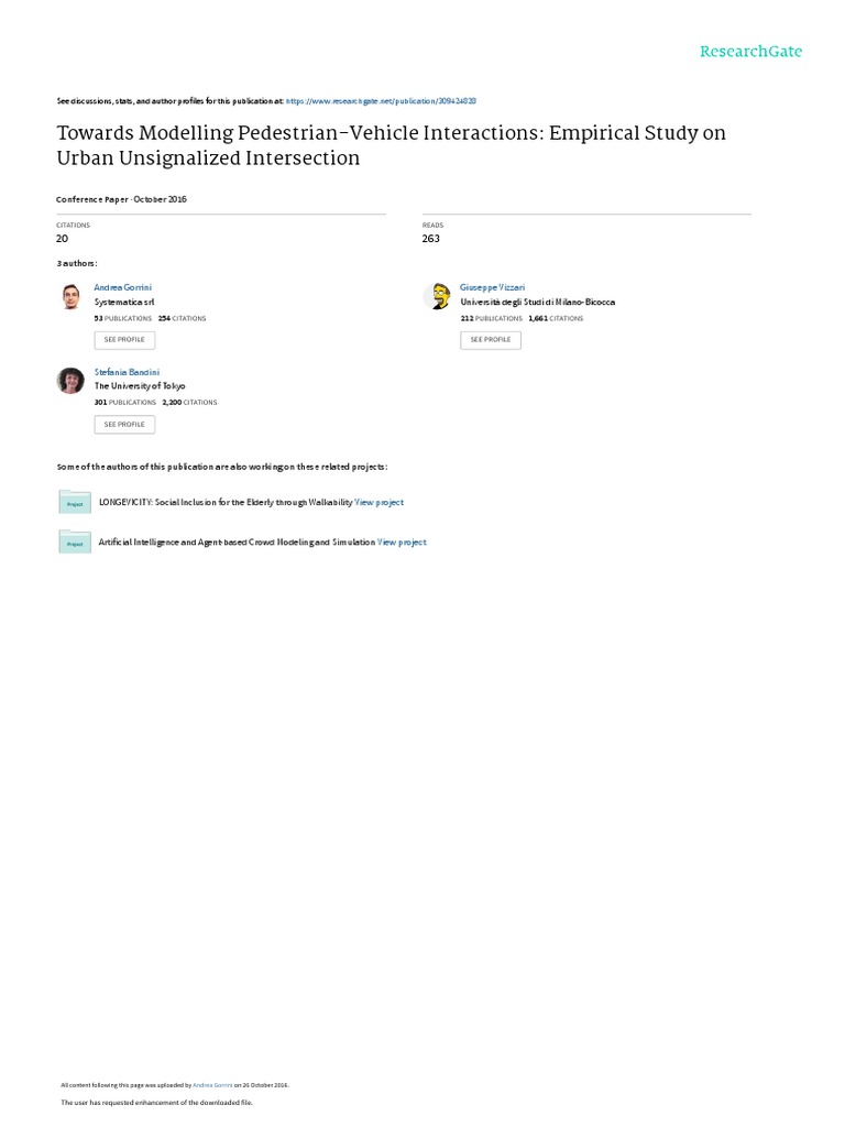 Towards Modelling Pedestrian-Vehicle Interactions Empirical Study On ...