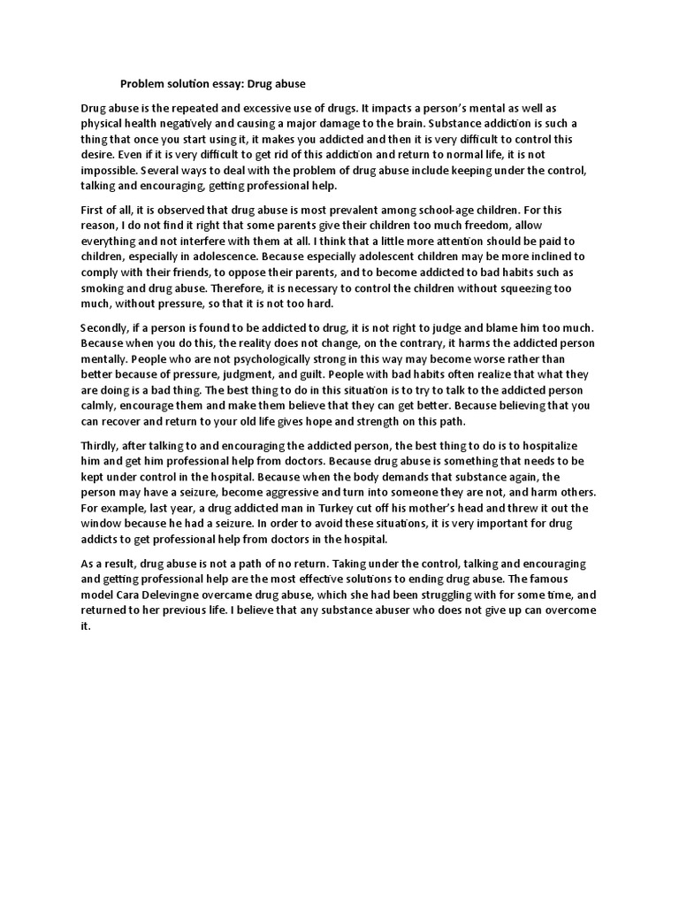 Problem Solution Essay | PDF | Substance Abuse | Adolescence