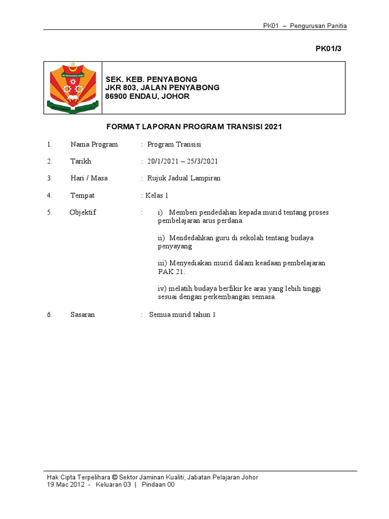 PK01-3 Laporan Program Transisi 2021 | PDF