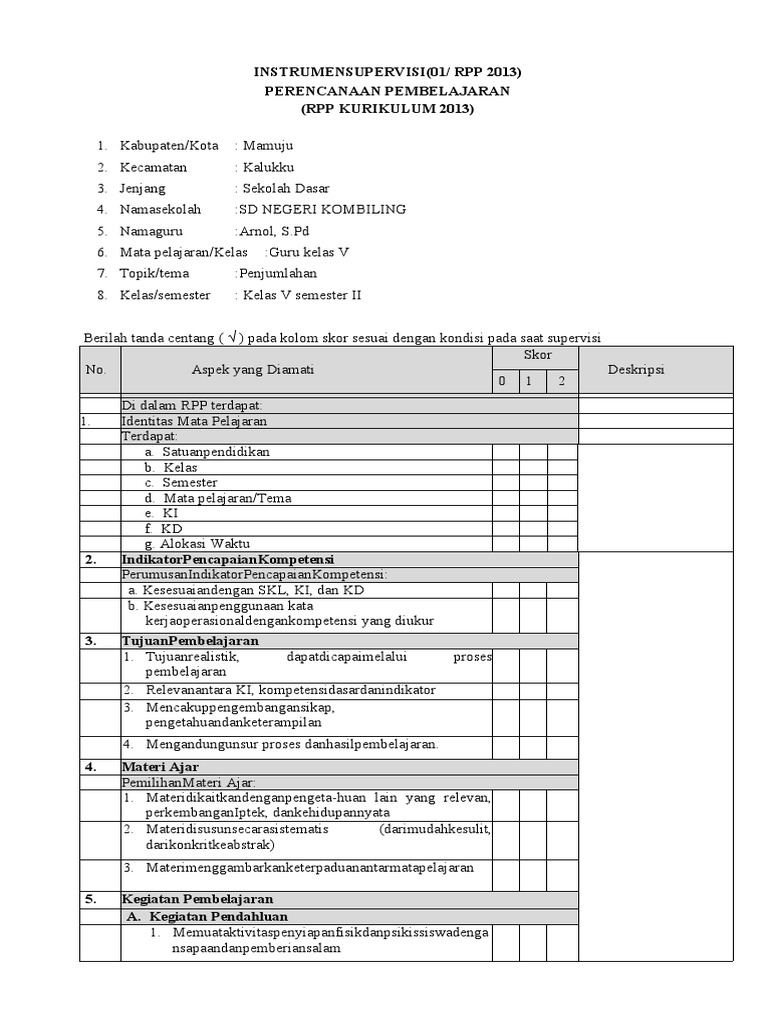 Instrumen RPP (K.13) | PDF