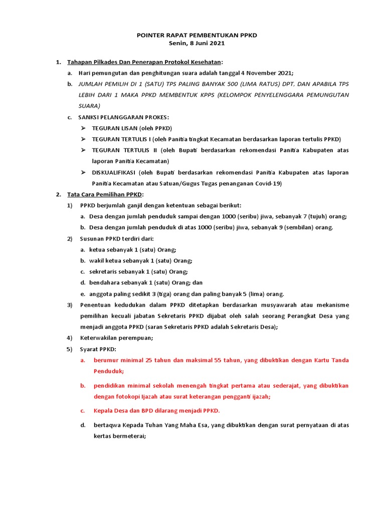 Pointer Rapat Pembentukan Panitia Pemilihan Kepala Desa | PDF