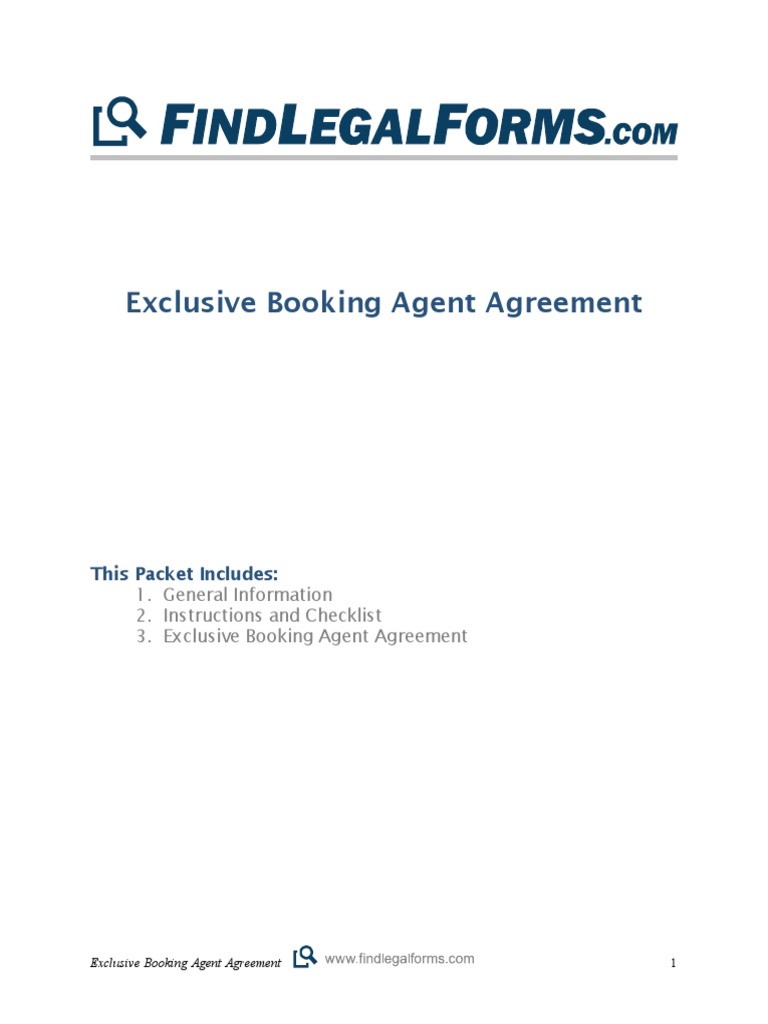 Exclusive Booking Agent Agreement | PDF | Law Of Agency | Legal Liability