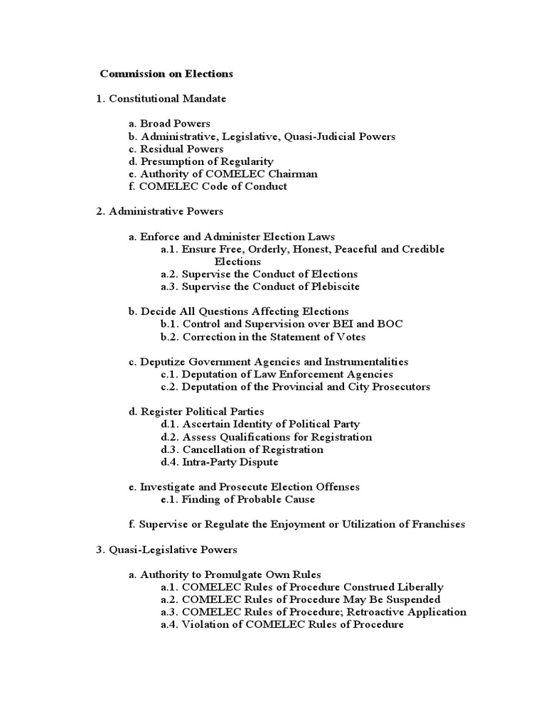 Powers of The COMELEC | PDF