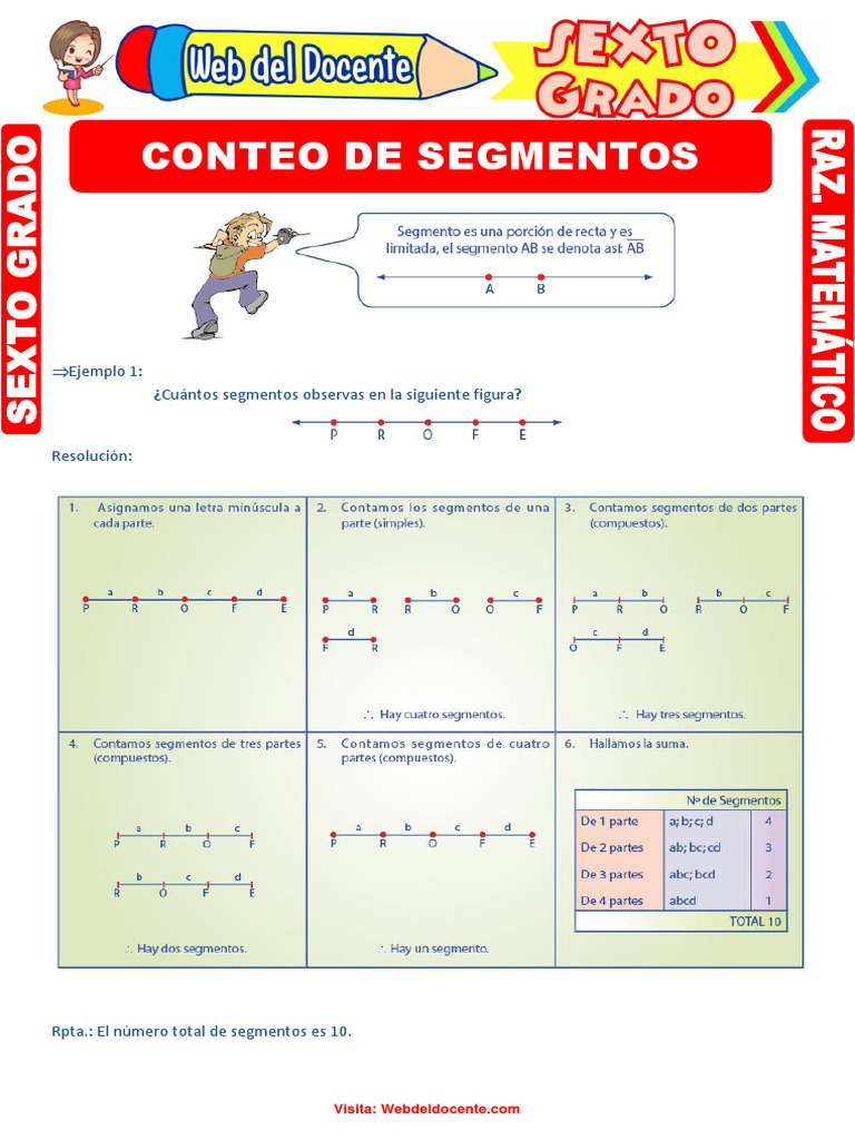 Conteo de Segmentos: Razonamiento Matemático | PDF