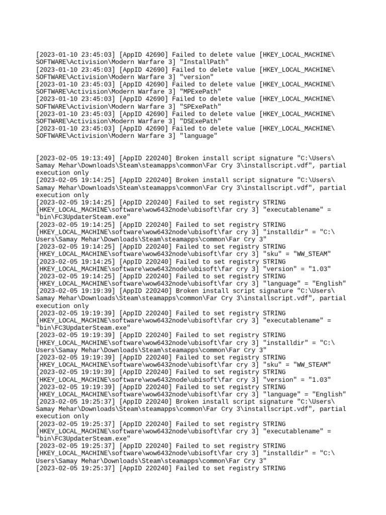 Installscript Log | PDF | Windows Registry | Operating System Technology