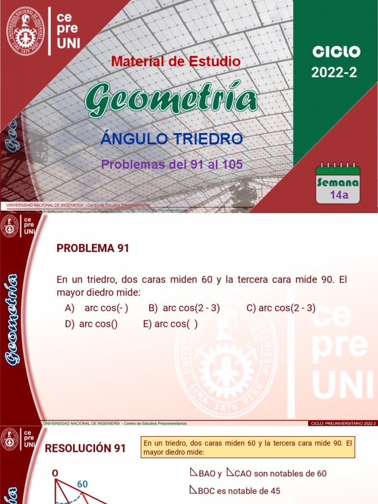 Pre 91-105 Ángulo Triedro Semana 14a Resolución | PDF | Triángulo ...