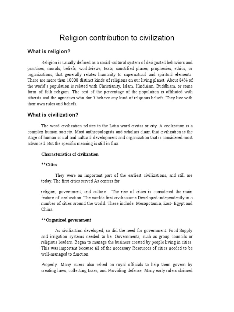 Role of Religion in Early Civilizations | PDF | Writing | Pope