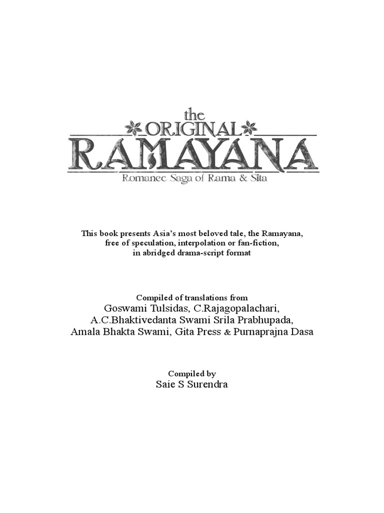 The Original Ramayana | PDF | Sita | Ramayana