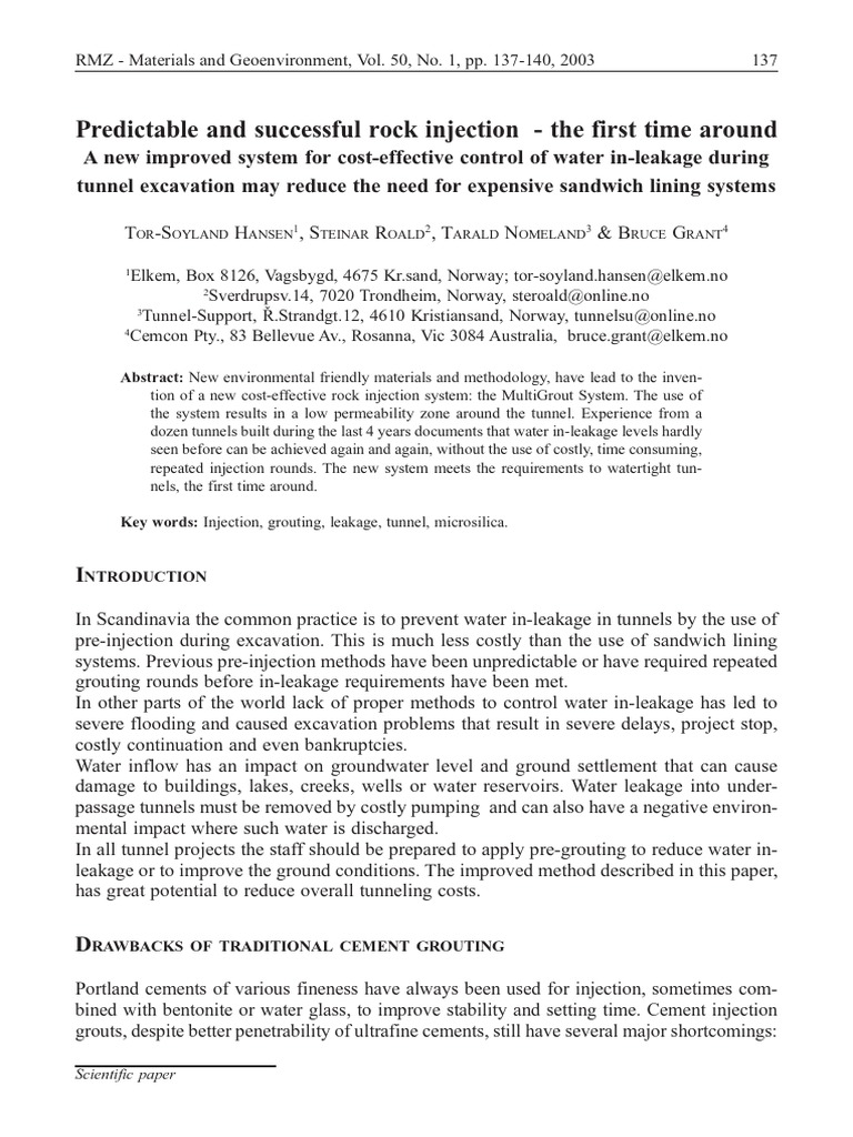 Predictable and Successful Rock Injection - Tarald Nomeland | PDF ...