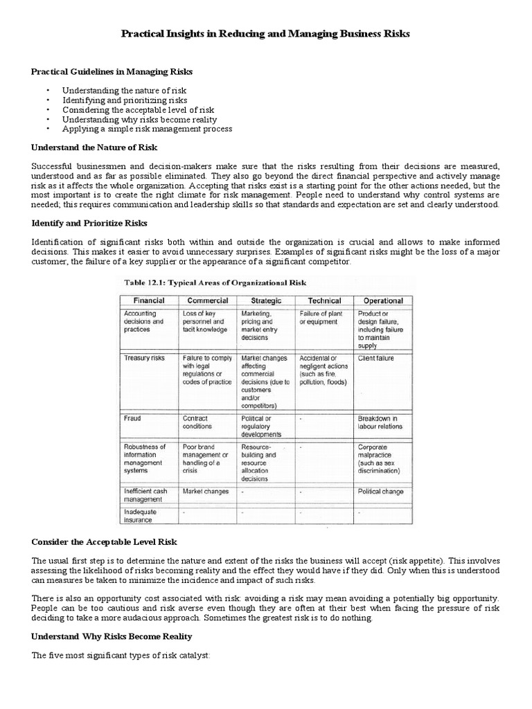 Practical Guidelines for Identifying, Assessing and Managing Business ...