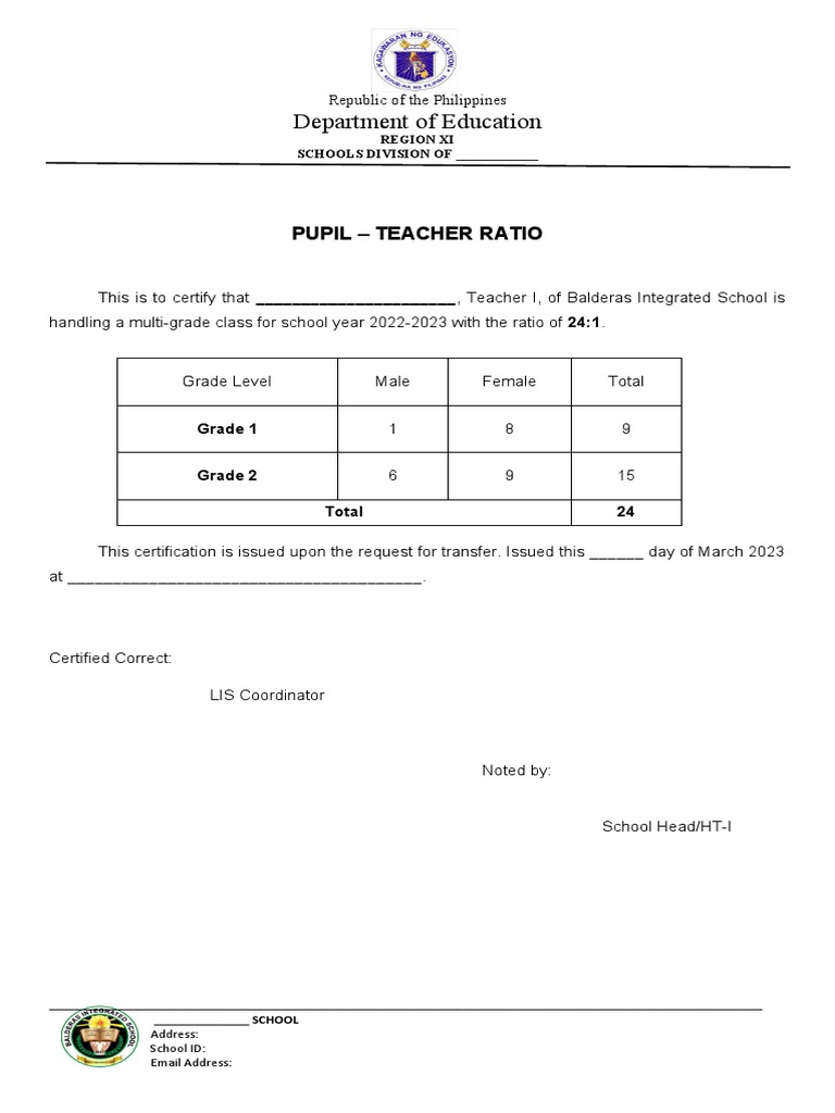 Teacher - Student Ratio | PDF