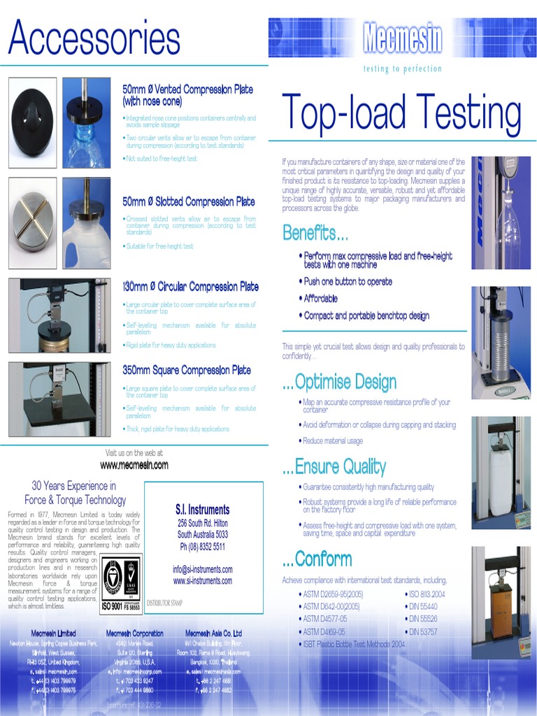 Mecmesin Solutions For Top Load Testing of Plastic Bottles | Download ... Mecmesin Solutions For Top Load Testing of Plastic Bottles | Download ...