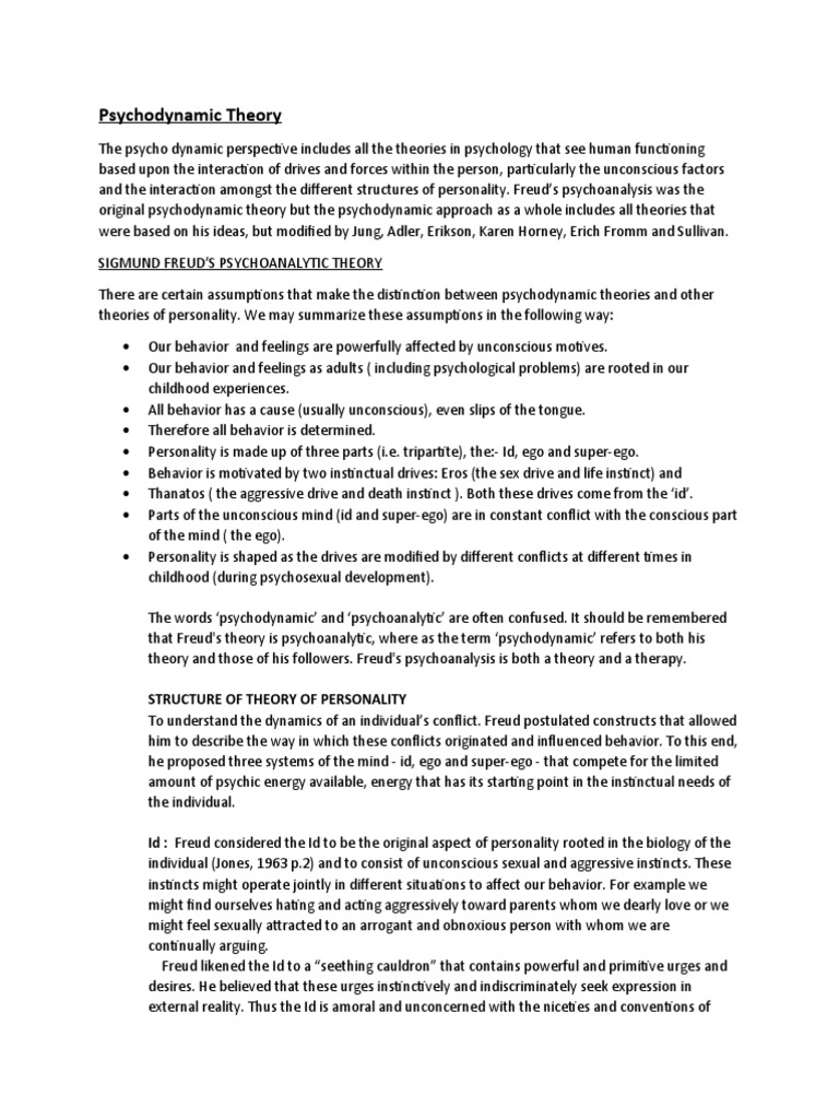 Freud's Psychodynamic Theory Explained | PDF | Id | Psychoanalysis