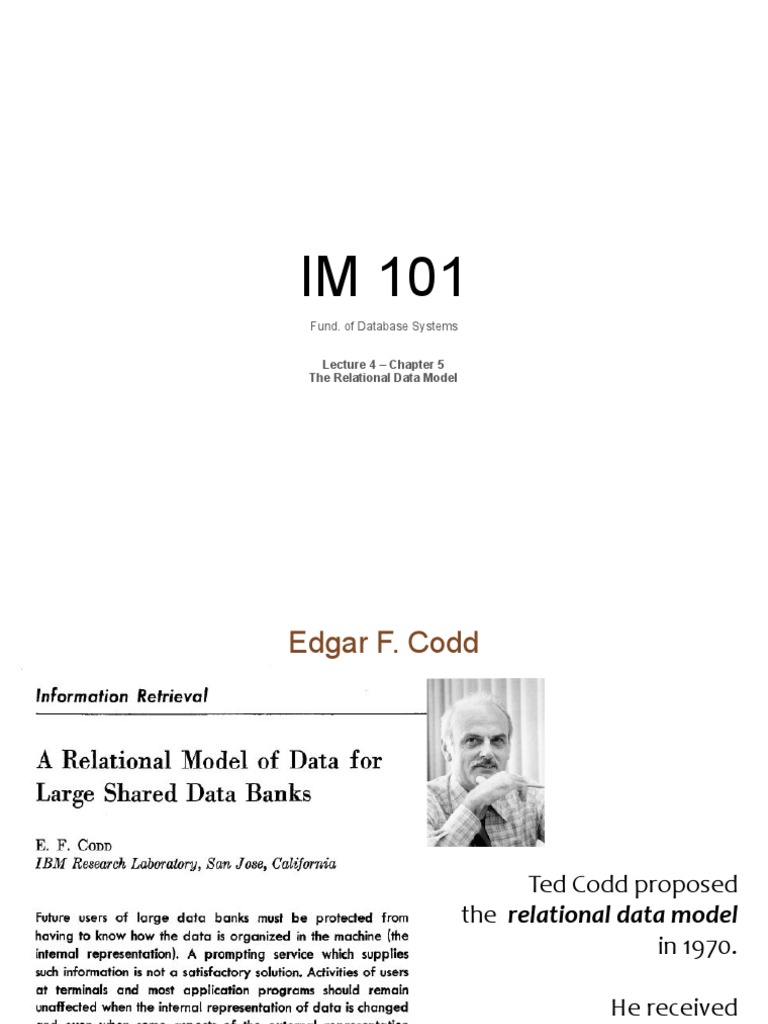 Lecture 04 The Relational Data Model | PDF | Relational Database ... Lecture 04 The Relational Data Model | PDF | Relational Database ...