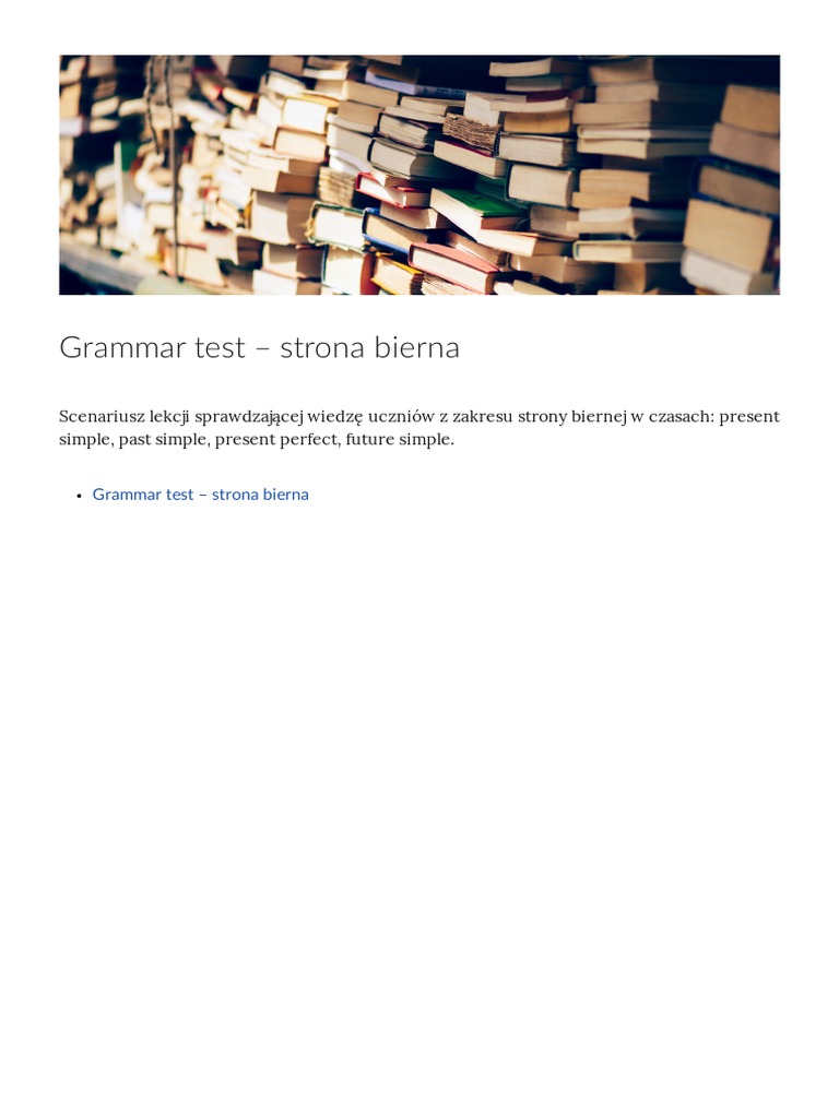 Grammar Test - Strona Bierna | PDF | Gorilla | Teachers