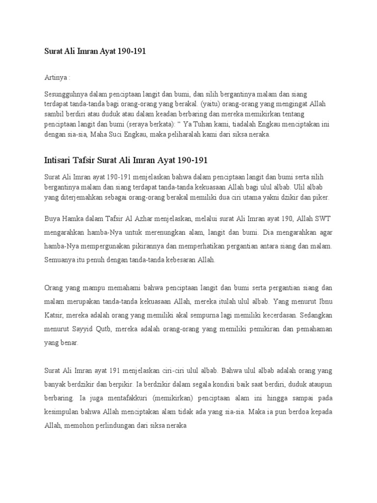 Surat Ali Imran Ayat 190 | PDF