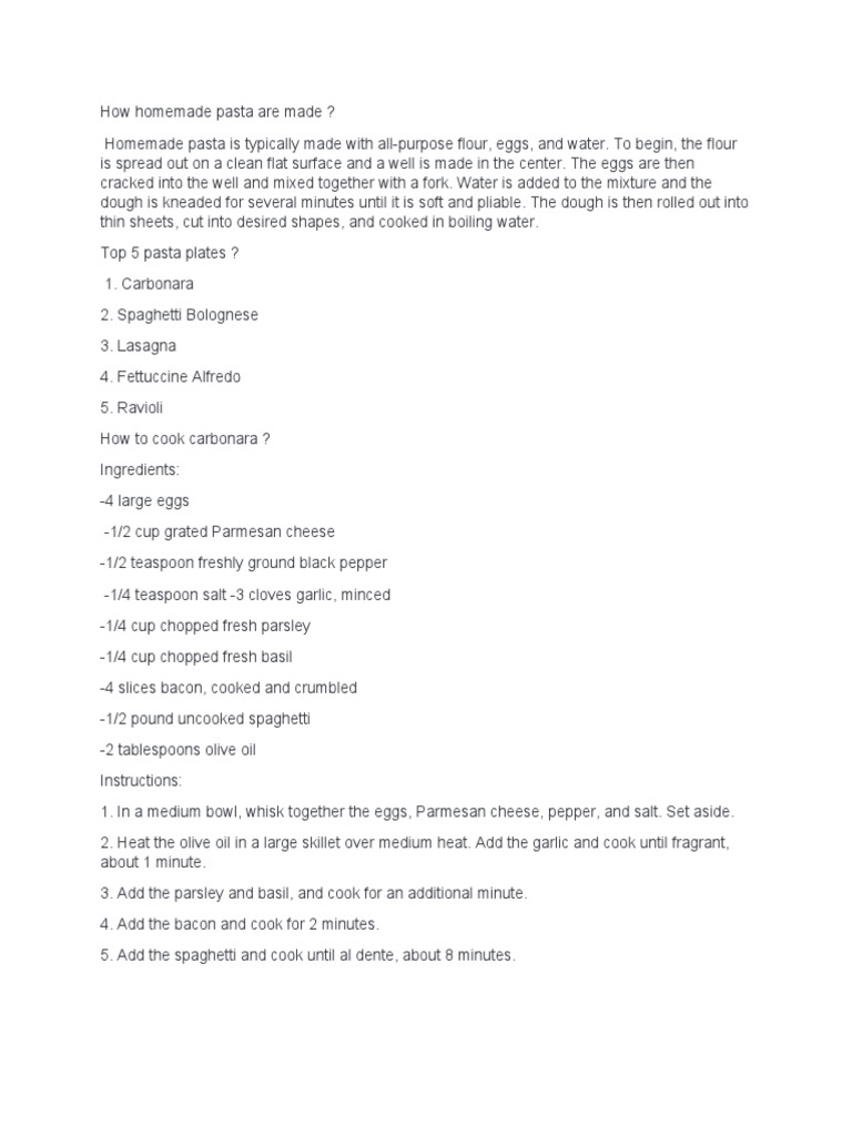 Pasta | PDF | Pasta | Spaghetti