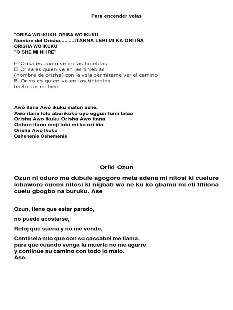 Oriki Opa Ozun | PDF | Religión étnica | Santeria
