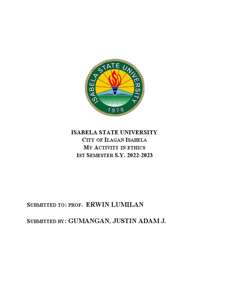 Isabela State University C I I M A 1 S S.Y. 2022-2023: Erwin Lumilan ...