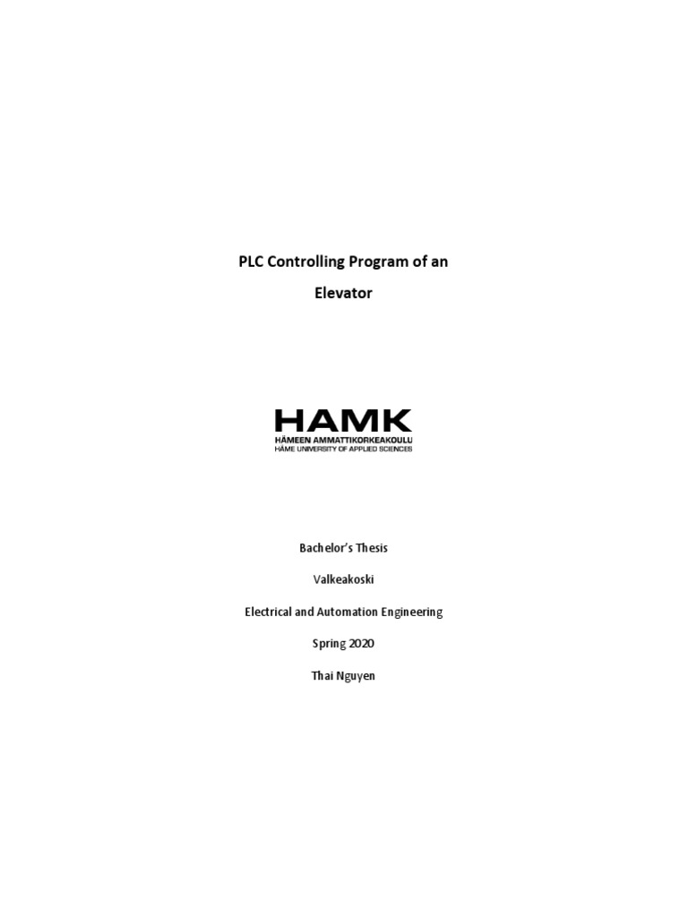 PLC Controlling Program of An Elevator | PDF | Programmable Logic Controller | Elevator