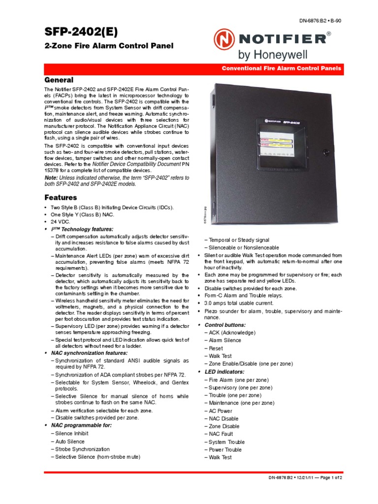 Notifier Control Panel 2 Zone SFP 2402E | PDF | Electrical Engineering ...