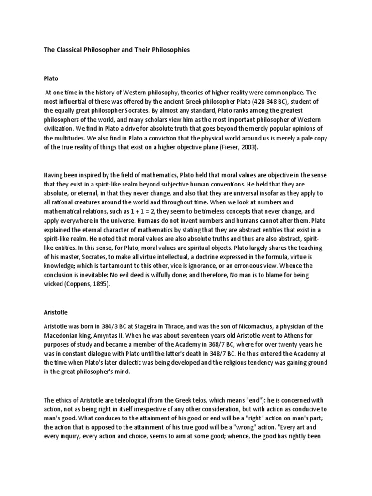 The Classical Philosopher and Their Philosophies | PDF | Plato ...