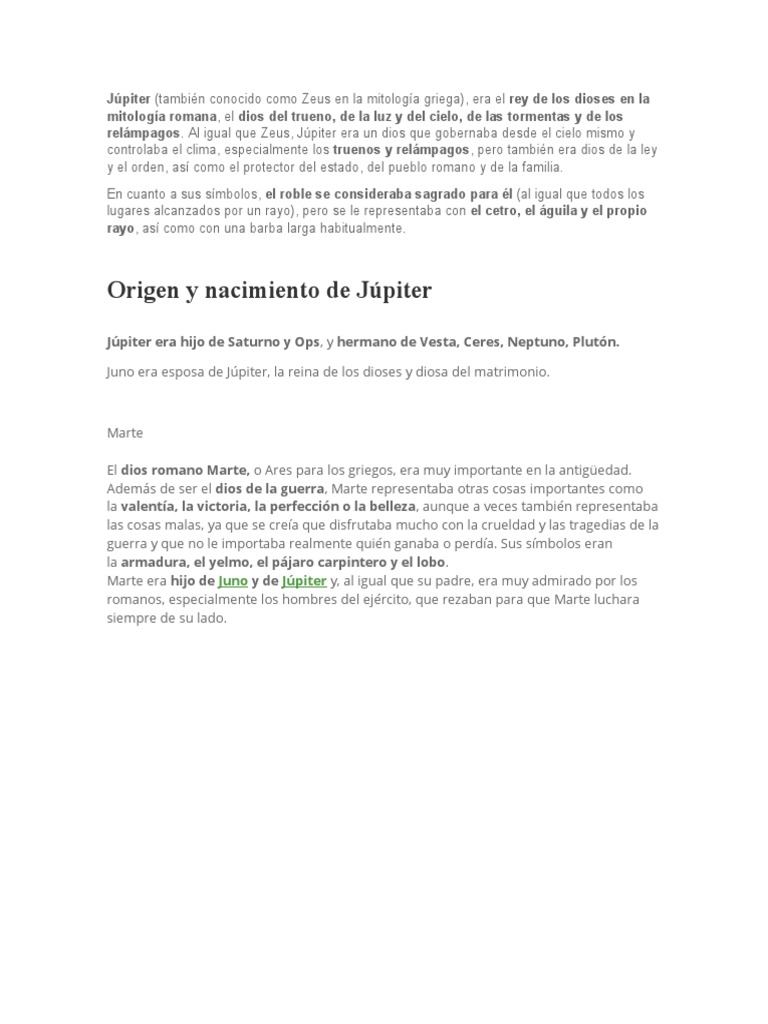 Origen y Nacimiento de Júpiter | PDF