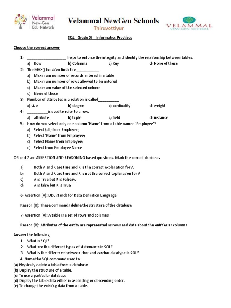 SQL Query Paper | PDF | Databases | Computing