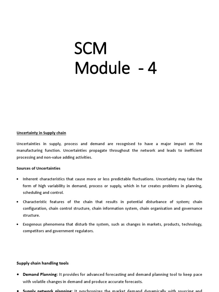 SCM Module - 4 | PDF | Inventory | Supply Chain