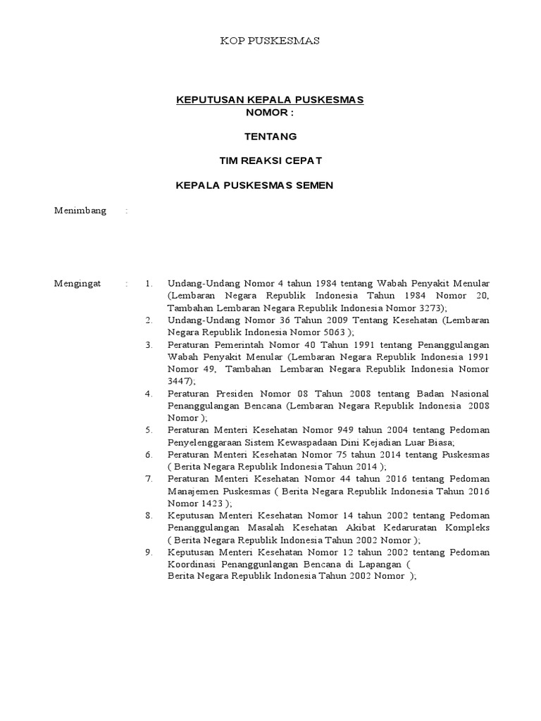 Contoh SK TRC Bencana | PDF