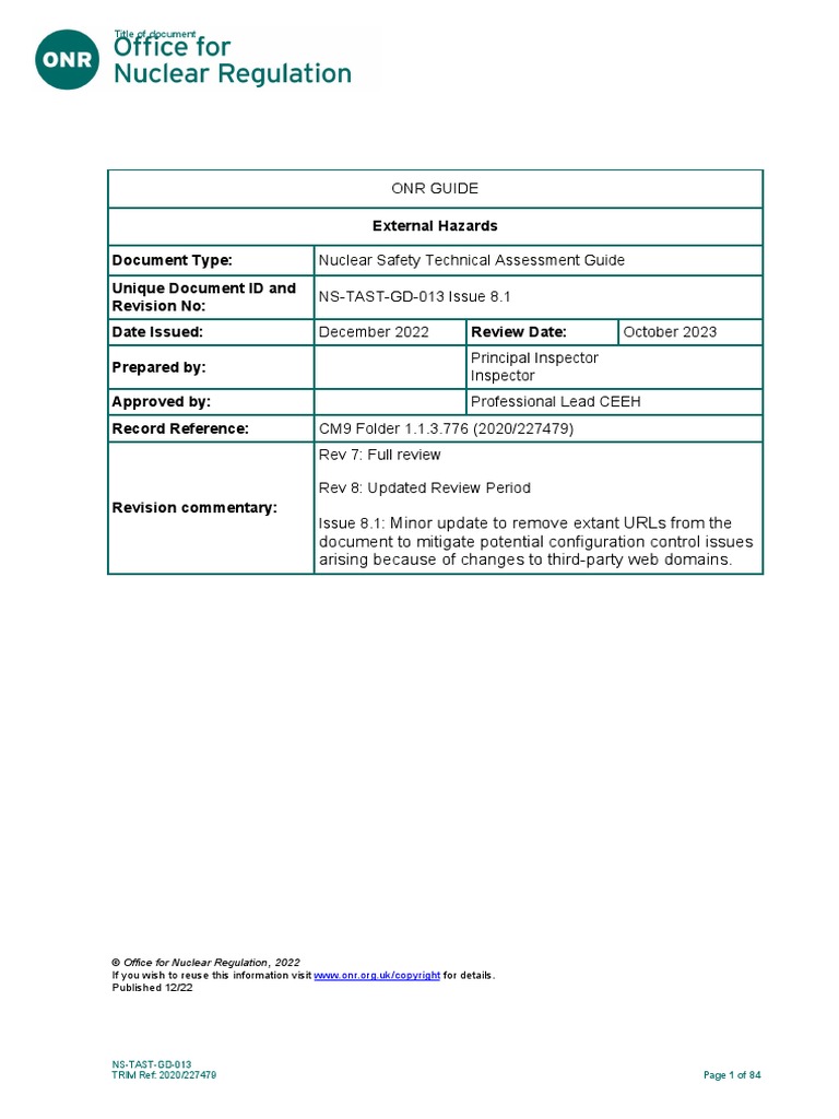 External Hazards Document Type: Unique Document ID and Revision No ...
