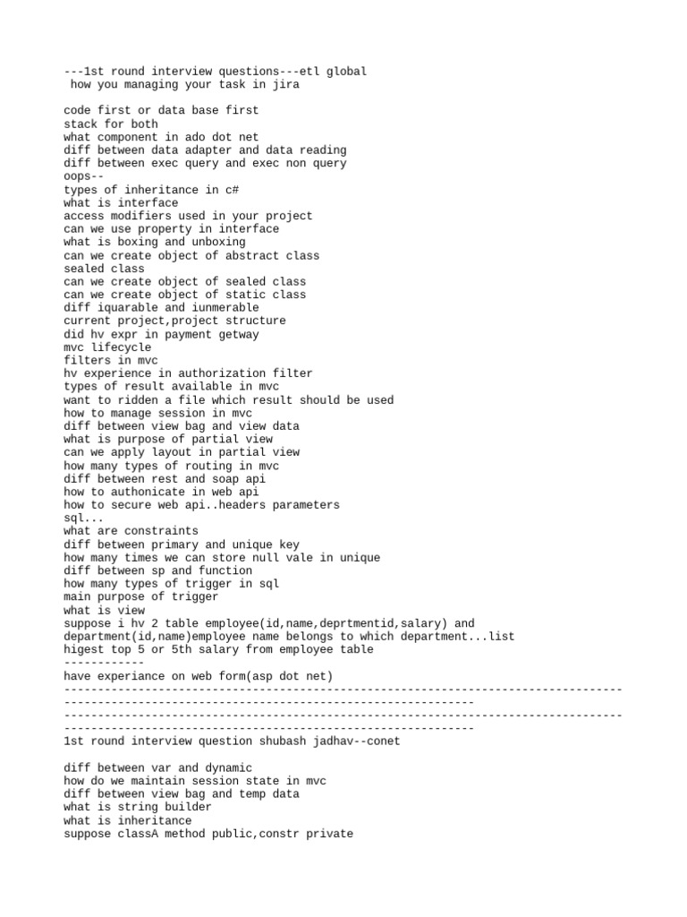 Interview Question | PDF | Class (Computer Programming) | Model–View ...